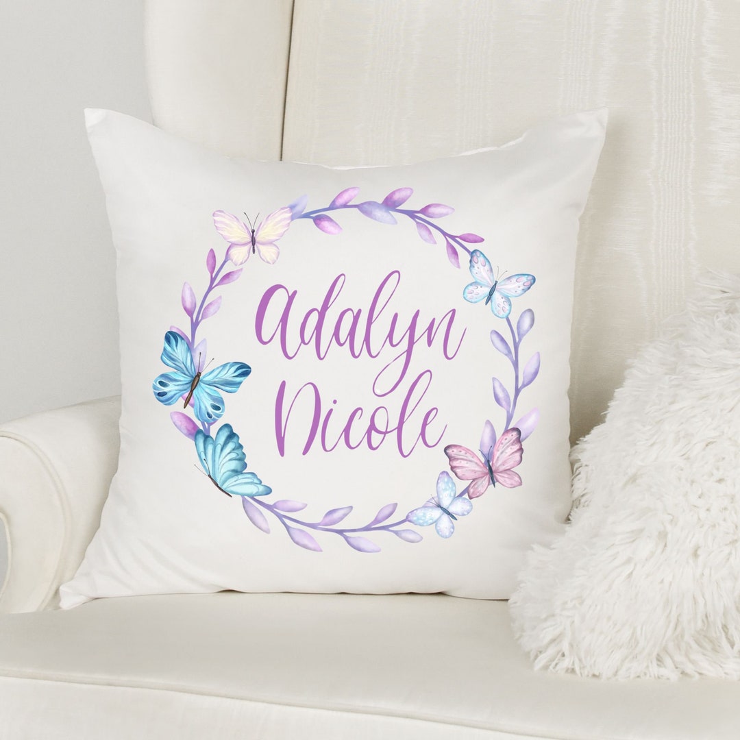 Butterfly Custom Name Blue and Pink Butterflies, Nursery Decor, Gift ...