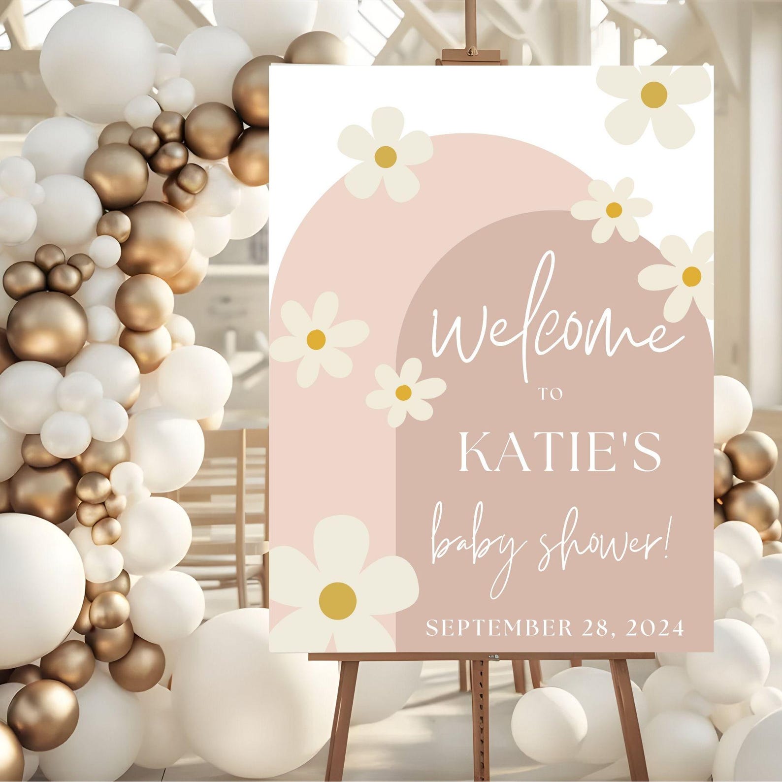 Daisy Baby Shower Welcome Sign, Baby in Bloom Daisy Baby Shower Poster ...