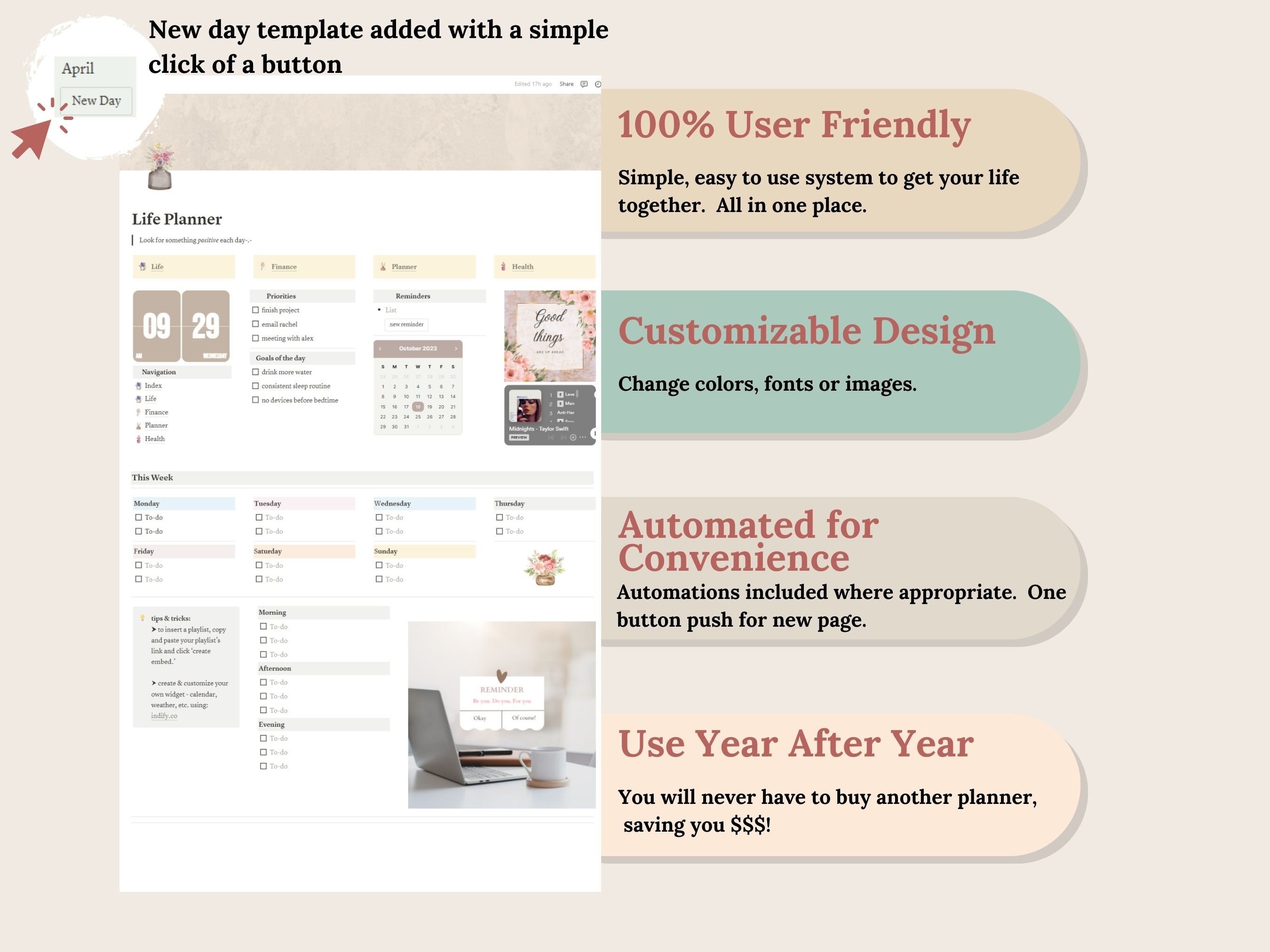 ADHD Notion Life Planner ADHD Notion Template, That Girl, Notion ...