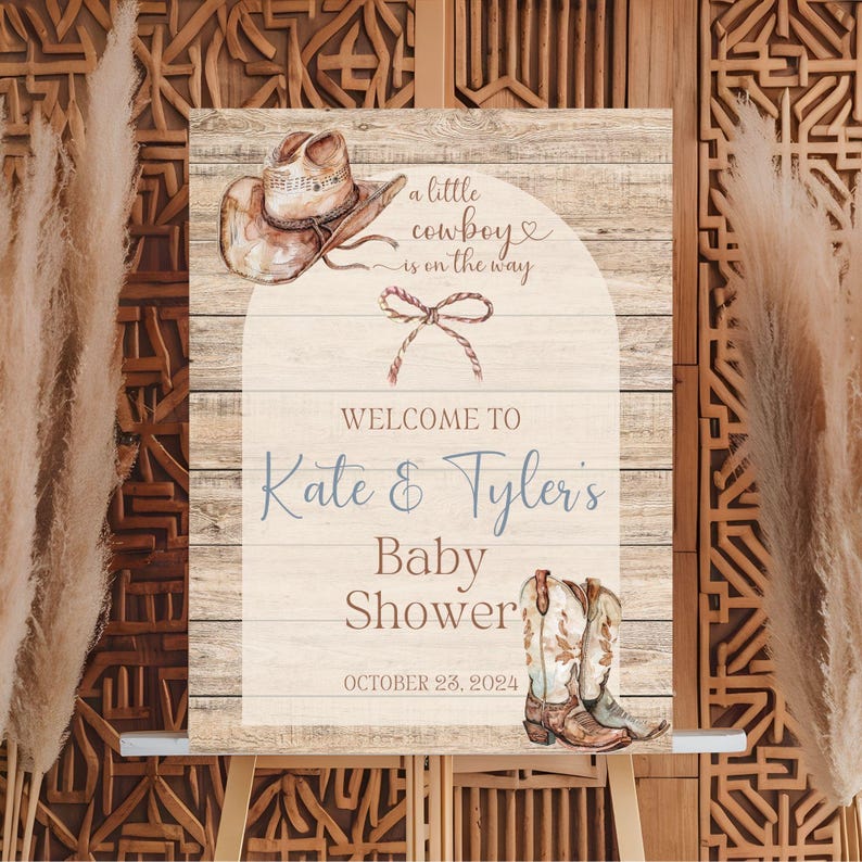 Cowboy Welcome Baby Shower Sign, Wild West Baby Shower Welcome Sign ...
