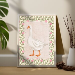 Silly Goose Floral Print, Pink Whimsical Nursery Wall Art ...