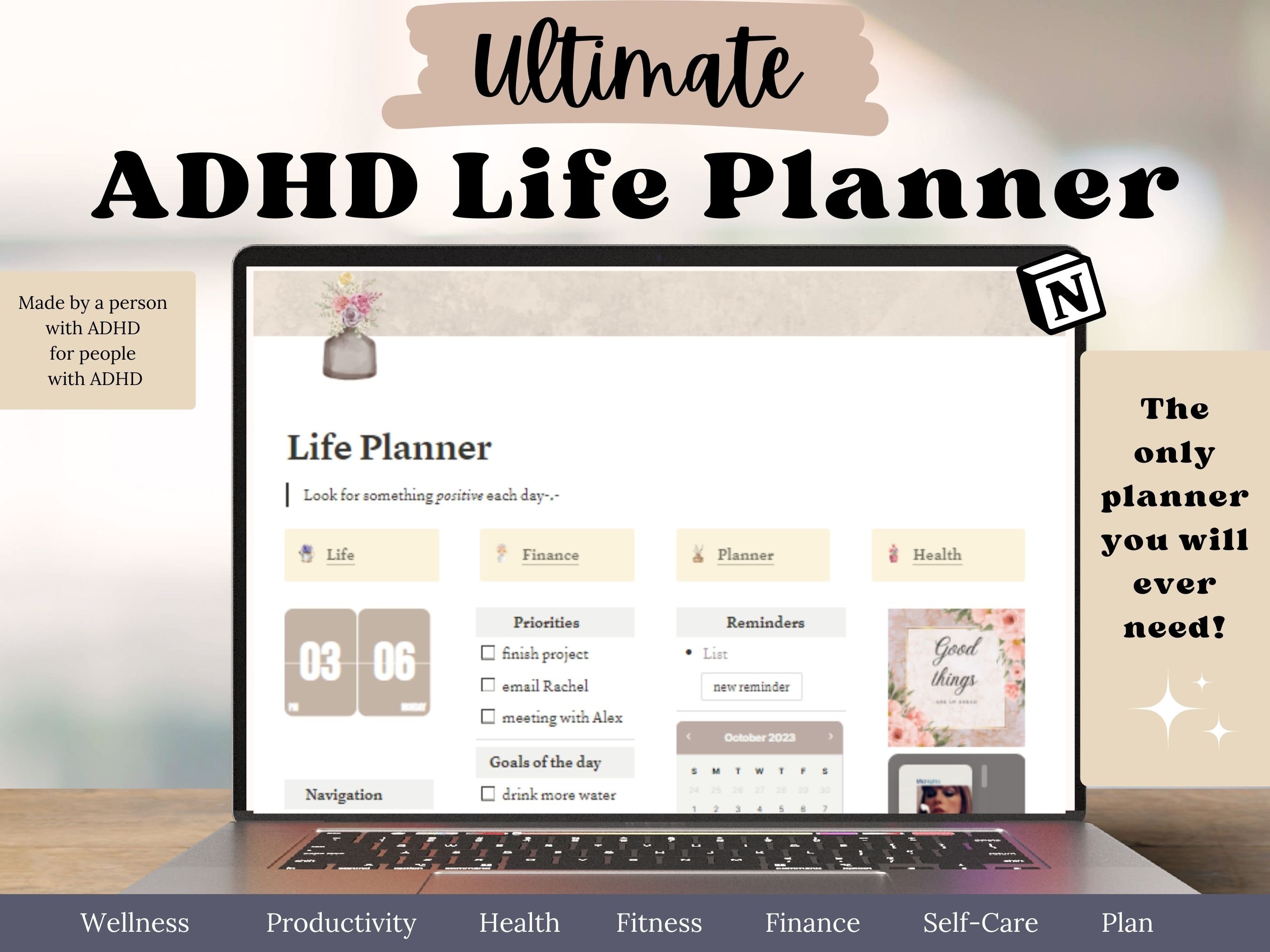 ADHD Notion Life Planner ADHD Notion Template ADHD Notion - Etsy