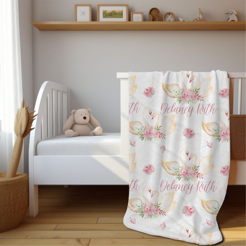 Swan Princess Swaddle Set, Personalized Swan Princess Baby Blanket ...