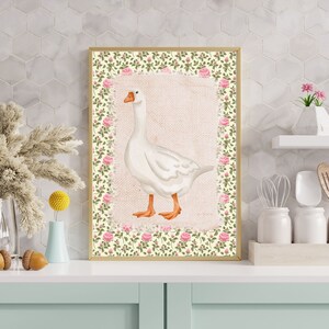 Silly Goose Floral Print, Pink Whimsical Nursery Wall Art ...