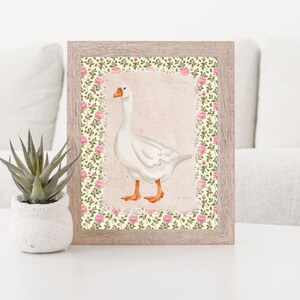 Silly Goose Floral Print, Pink Whimsical Nursery Wall Art ...