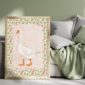 Silly Goose Floral Print, Pink Whimsical Nursery Wall Art ...