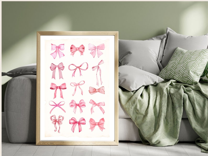 Coquette Room Decor, Pink Bow Print, Retro Wall Art, Trendy Prints ...