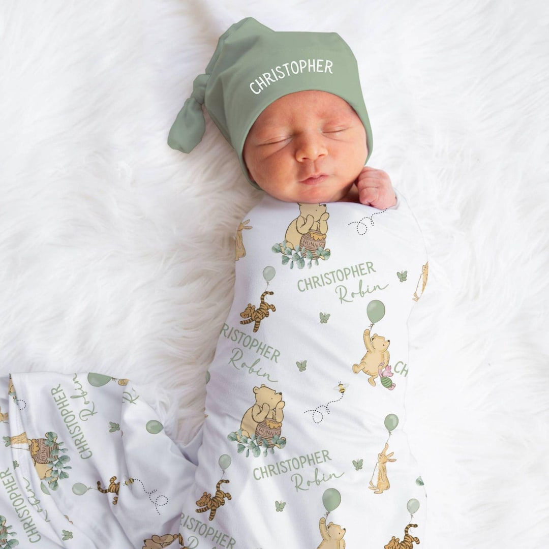 Classic Winnie the Pooh PERSONALIZED Swaddle Set - Bear Baby Shower ...