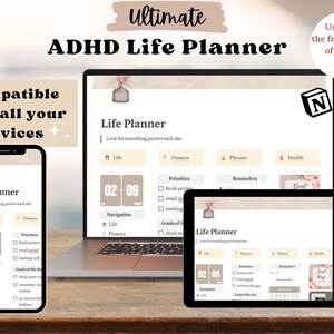 ADHD Notion Life Planner ADHD Notion Template, That Girl, Notion Dashboard, All in One Notion ...