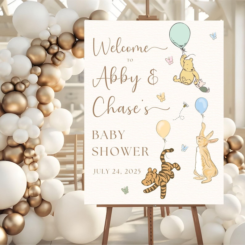 Classic Winnie the Pooh Baby Shower Welcome Sign, Winnie the Pooh ...