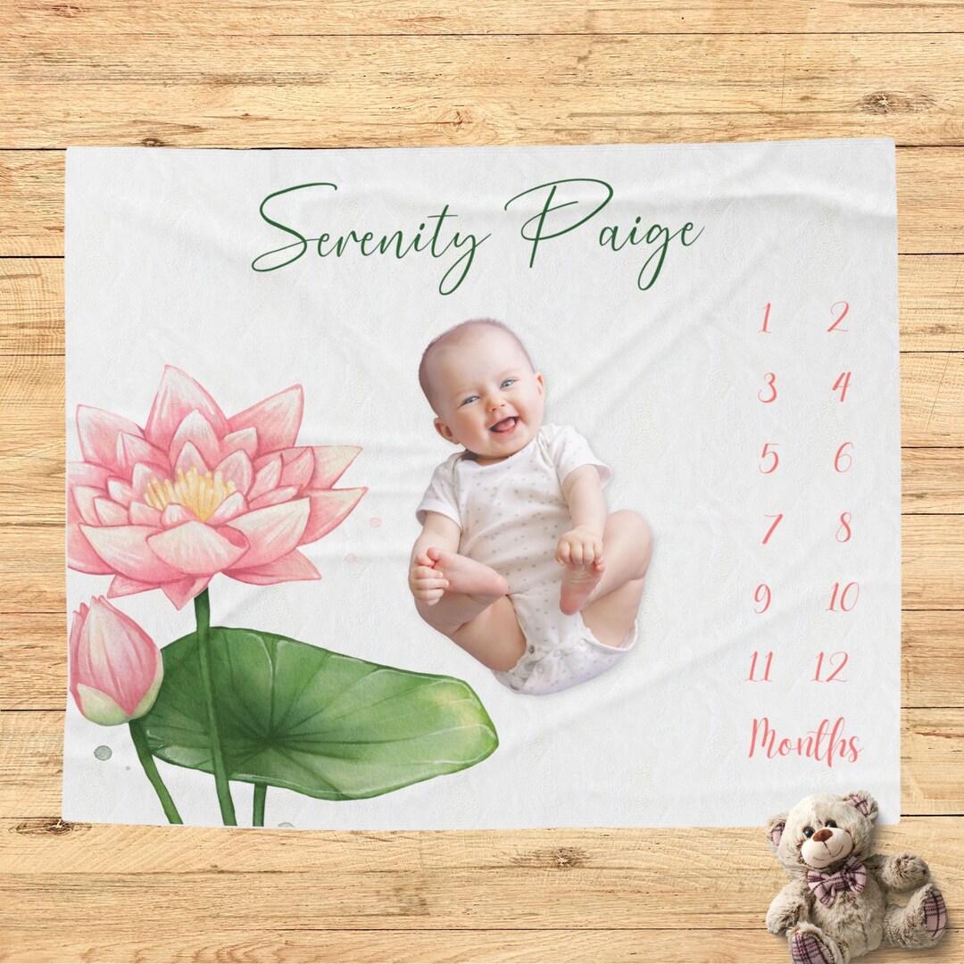 Lotus Baby Milestone Blanket, Girl Monthly Photos Blanket, Lotus ...