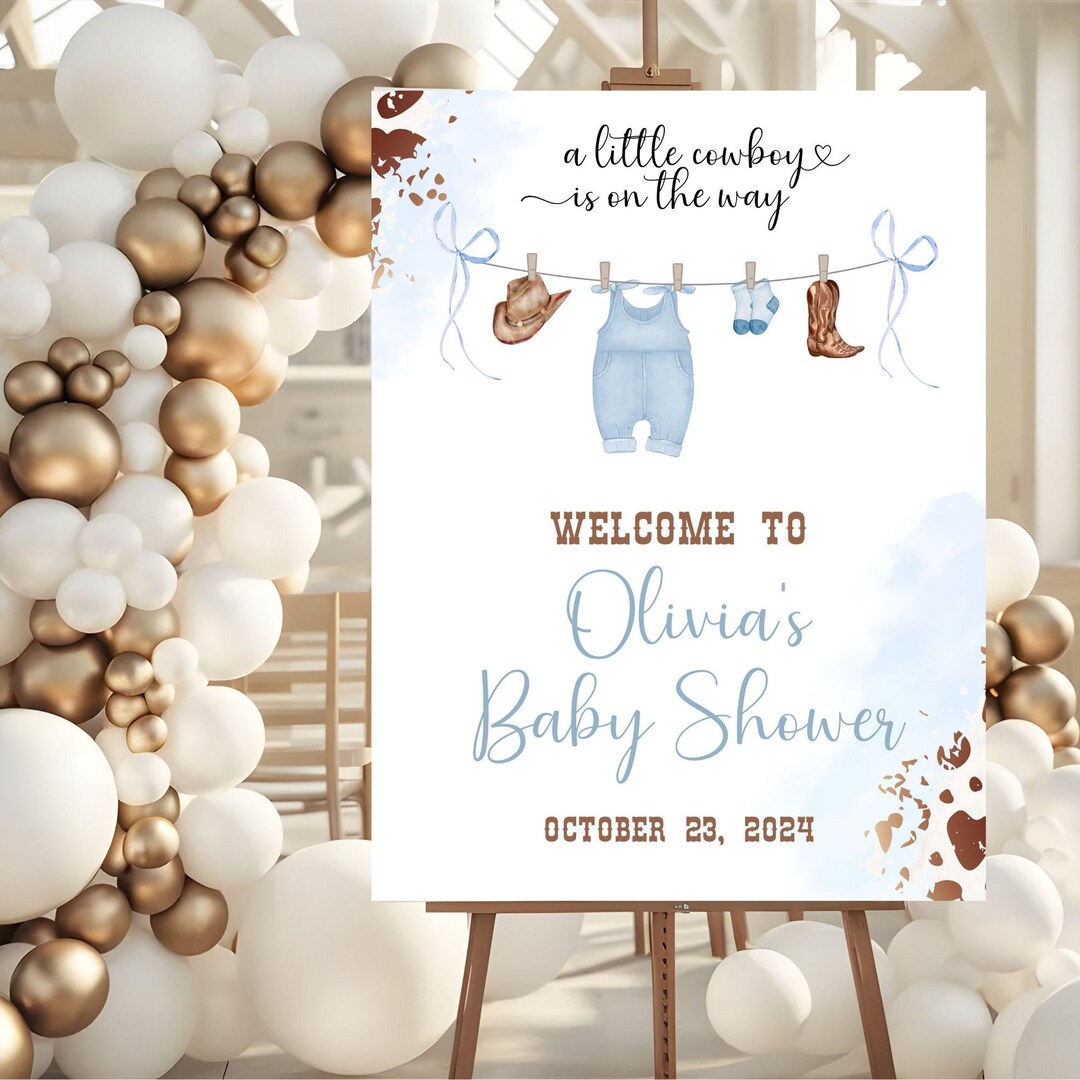 Cowboy Welcome Baby Shower Sign, Wild West Baby Shower Welcome Sign ...