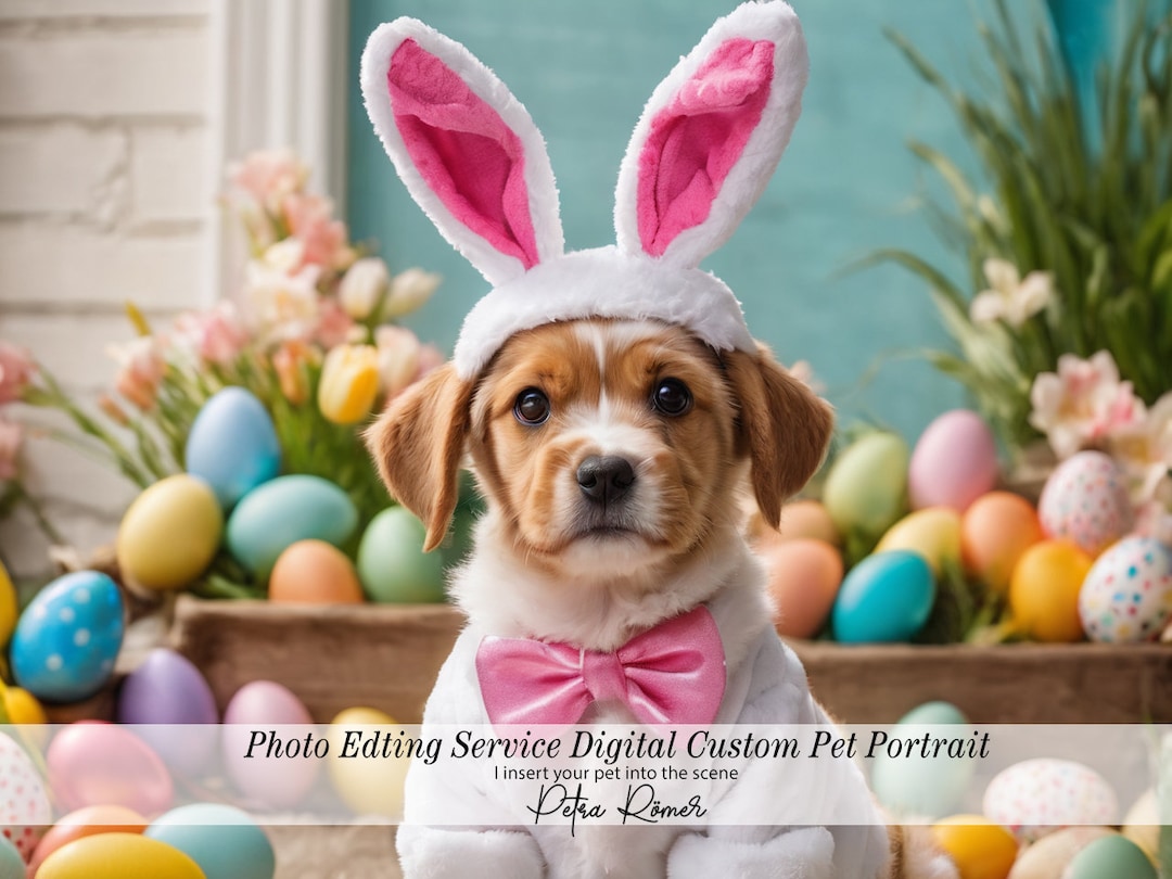 Digital Delivery, Easter Custom Dog Dressed as a Bunny Portrait From ...