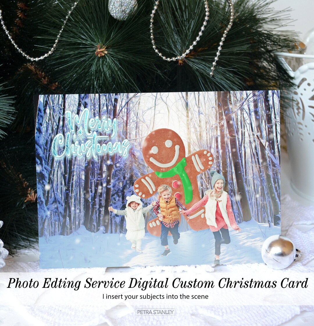 Digital Delivery, Funny Gingerbread Man Chase Christmas Digital Photo ...