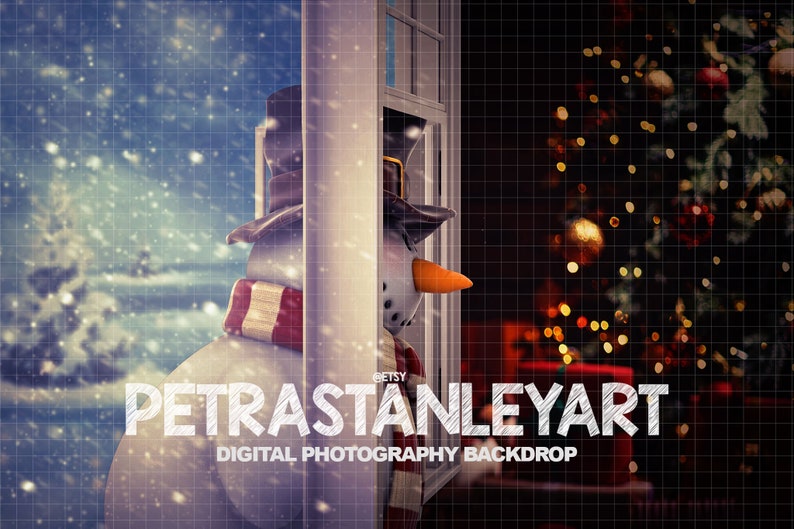 2 Snowman Looking Into Christmas Window Digital Photoshop - Etsy