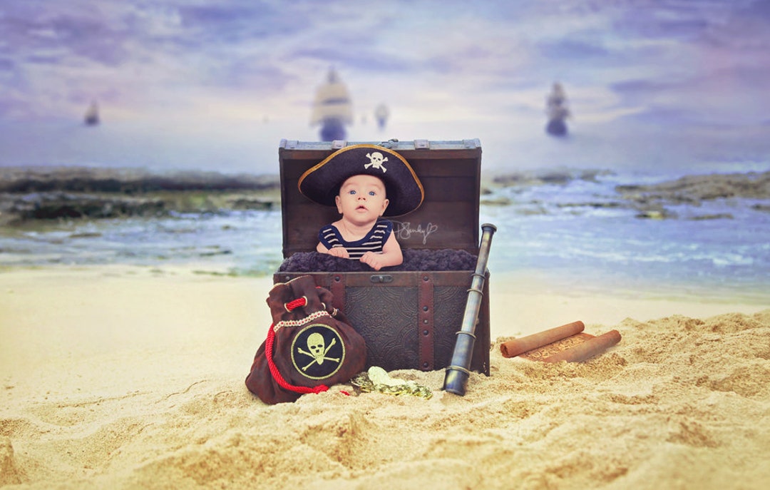 Newborn Digital Backdrops Pirate Ship Baby Backdrop Beach Instant ...