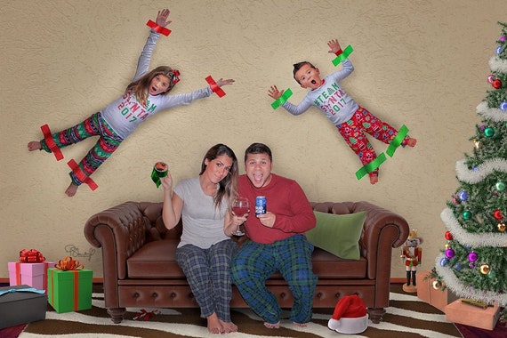 2-Pack Kids Taped to Wall Digital Photo Background Family | Etsy