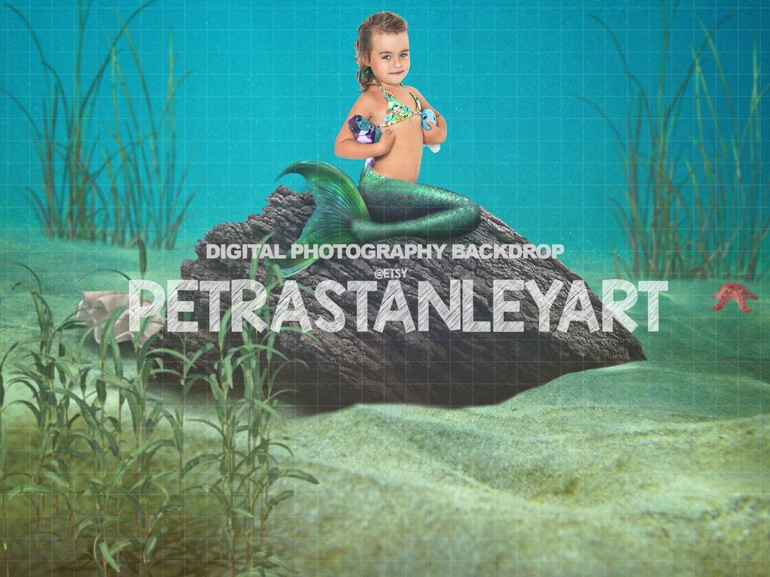 Mermaid Digital Backdrop Ariel Inspired Digital Background - Etsy