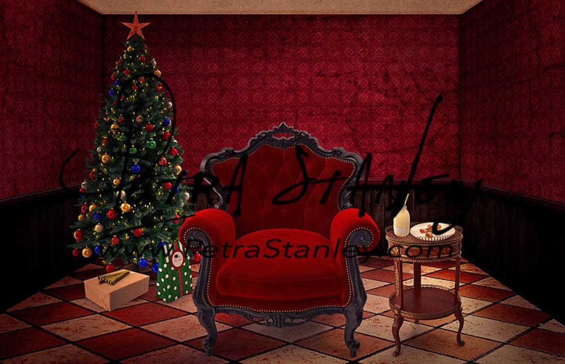 Christmas Digital Background Santa Chair Background | Etsy