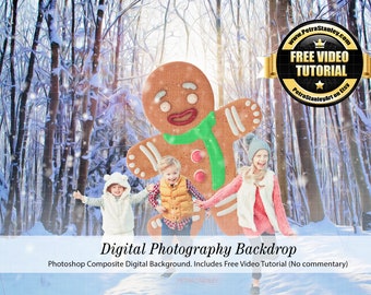 Gingerbread Man Chase Digital Backdrop/background Can't | Etsy