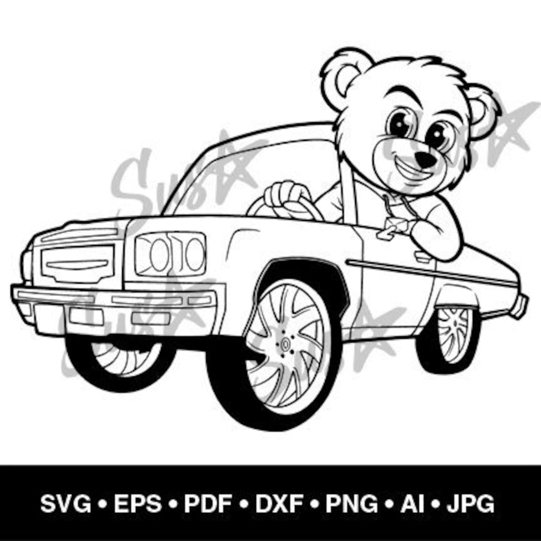 Donk Car Teddy Bear Streetwear Clipart, Svg for Cricut, Cut File ...