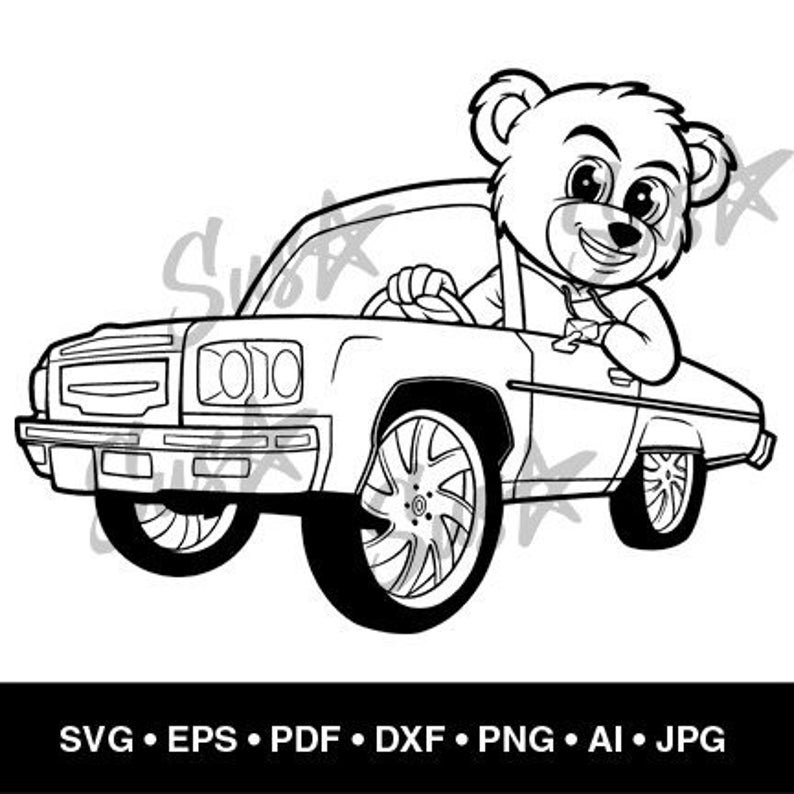 Donk Car Teddy Bear Streetwear Clipart, Svg for Cricut, Cut File ...