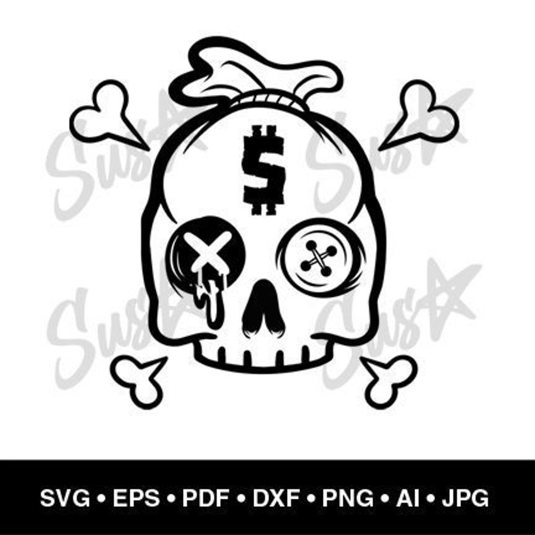 Money Bag Skull Cash Streetwear Clipart, Svg for Cricut, Printable ...