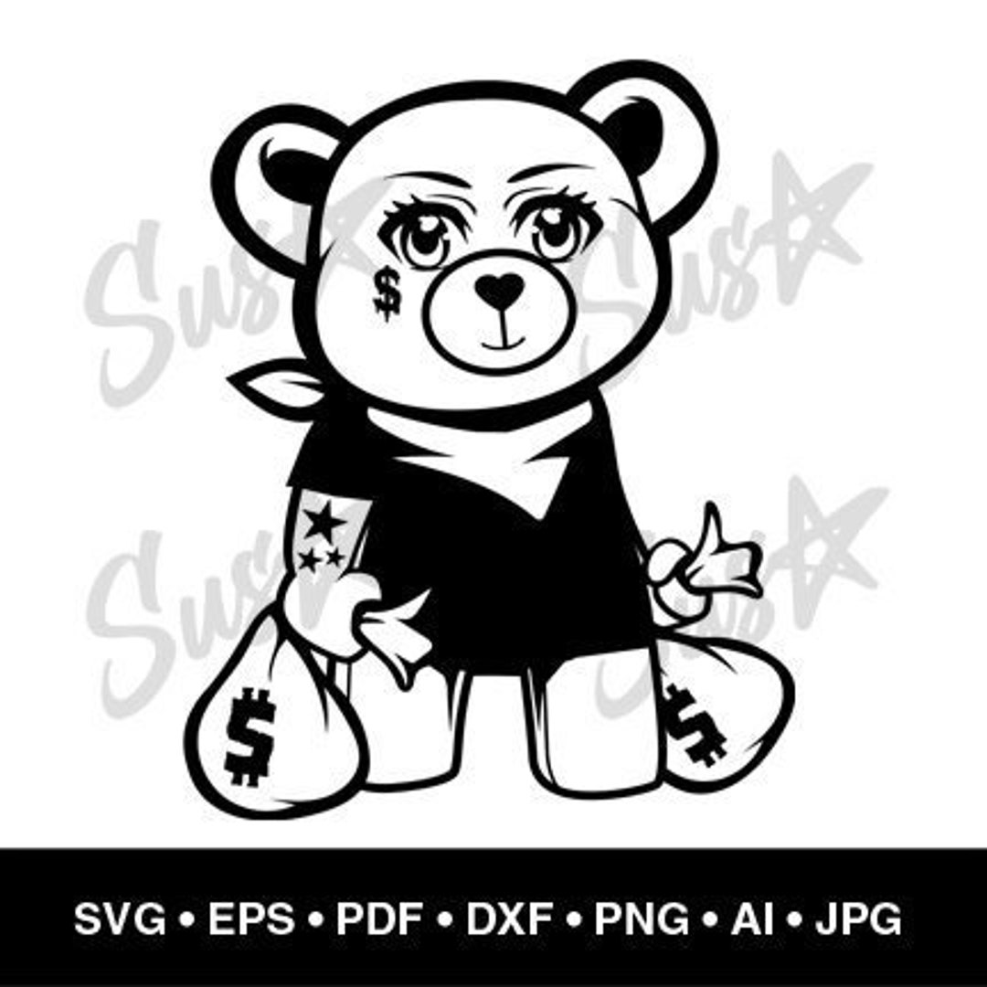Girl Teddy Bear Female Streetwear Clipart, Svg for Cricut, Printable ...