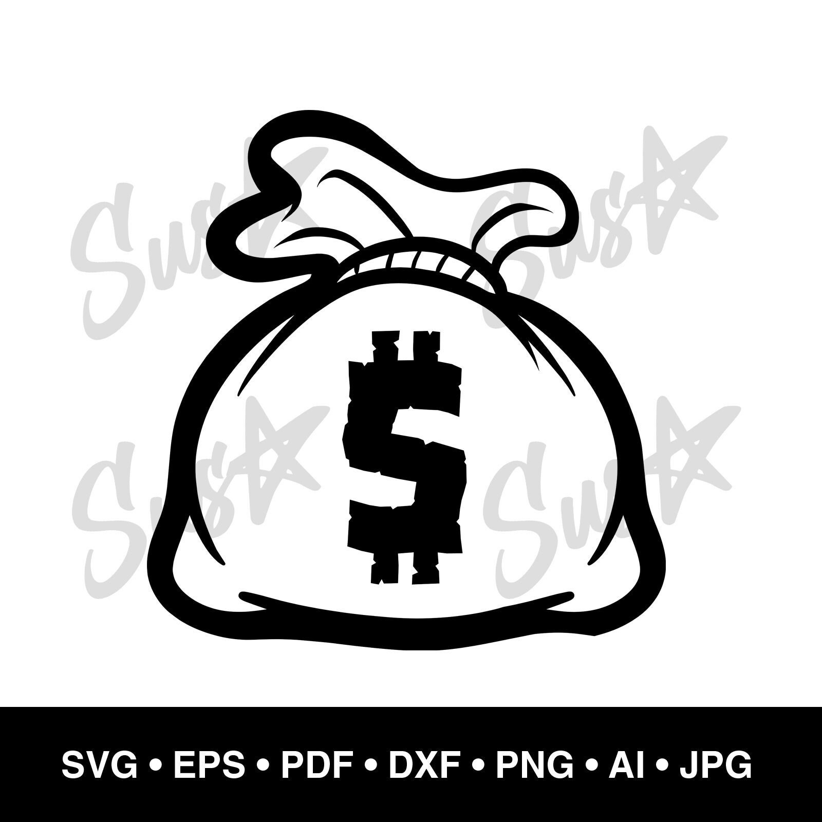 Money Bag Cash Streetwear Clipart, Svg for Cricut, Printable & Instant ...
