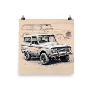 1968 Ford Bronco Print: High-quality Artwork for Classic Car ...