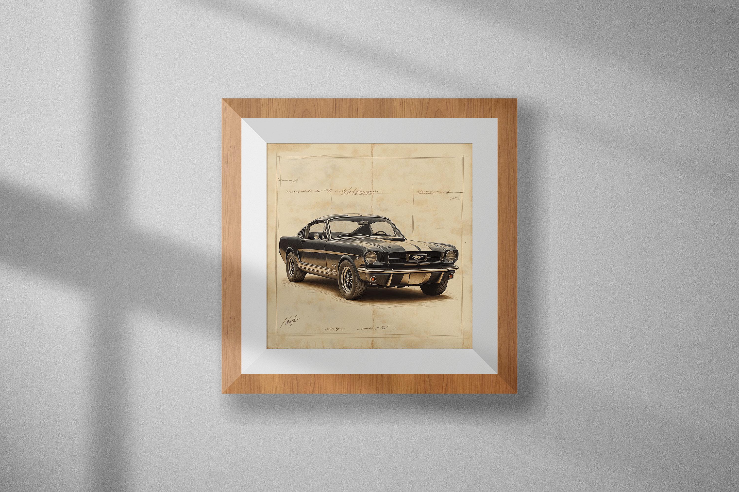 1965 Ford Mustang Square Print - Classic Car Art for Vintage ...