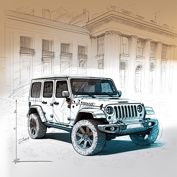 Jeep Wrangler Off Road Drawing