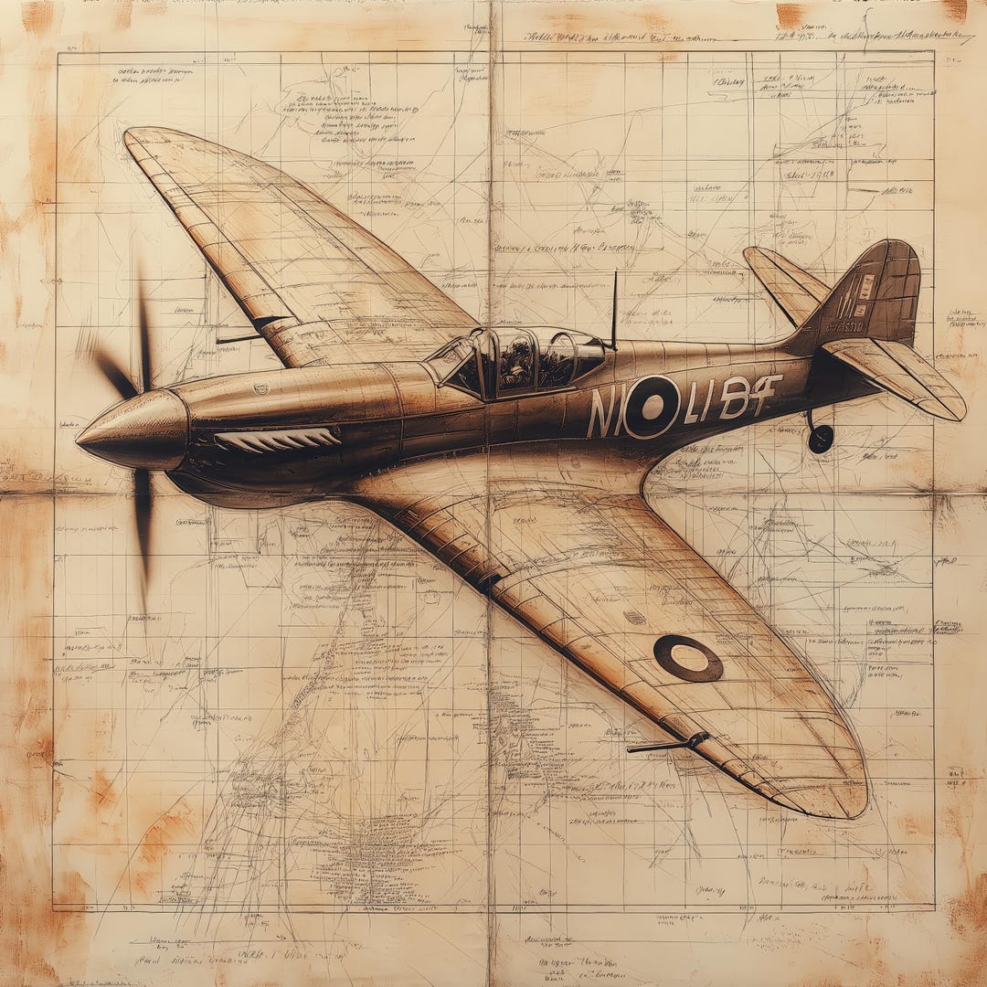 WWII Supermarine Spitfire Square Print - Aviation Art for History Buffs ...