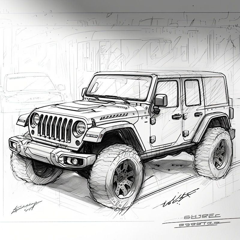 Jeep Drawing - Etsy