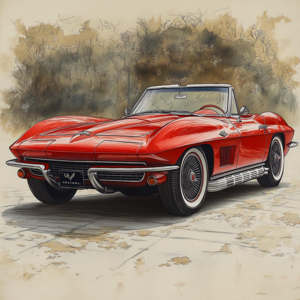 1967 Corvette Square Print - Classic Car Art for Vintage Enthusiasts ...