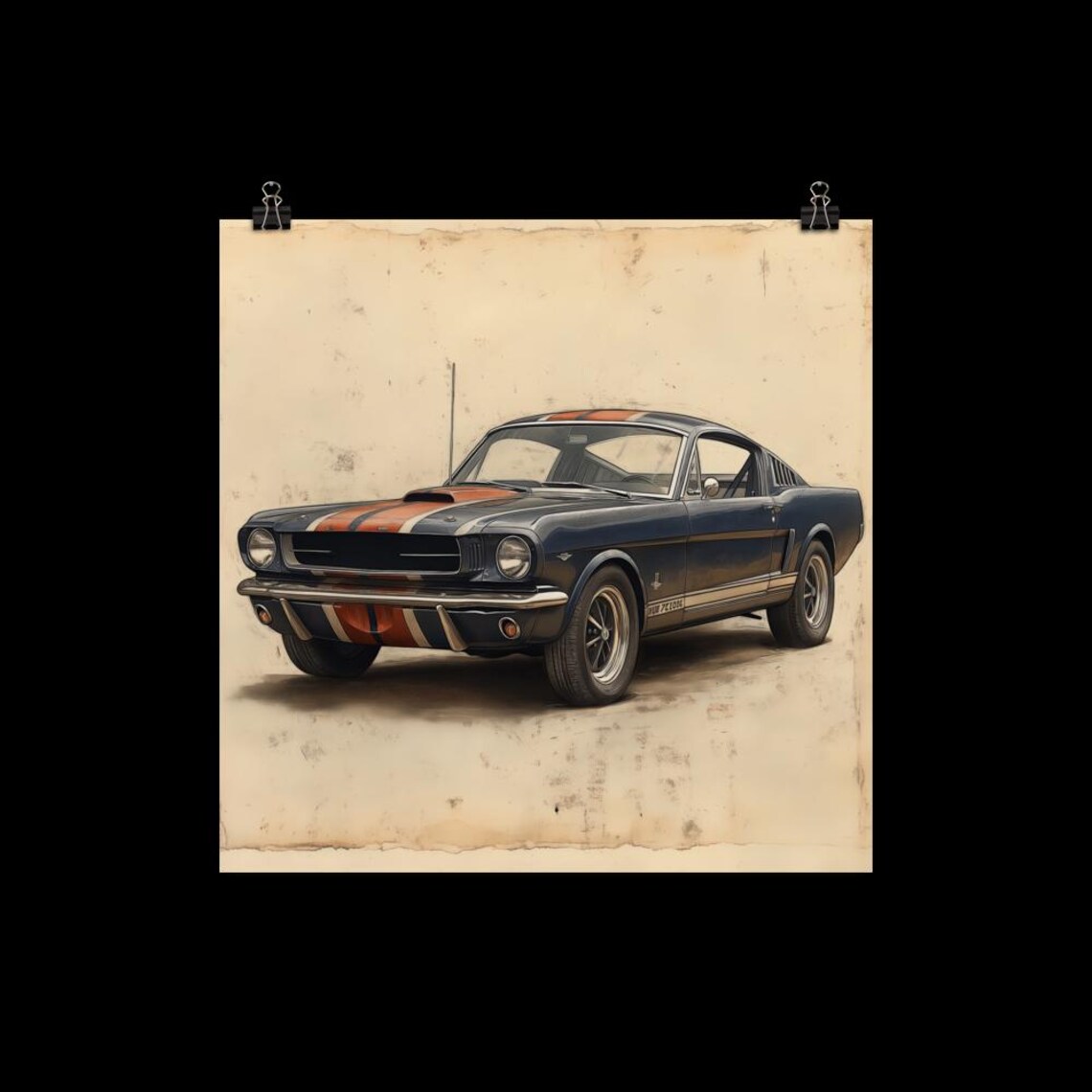 1965 Ford Mustang Square Print - Classic Car Art for Vintage ...