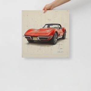 1967 Corvette Square Print - Classic Car Art for Vintage Enthusiasts ...