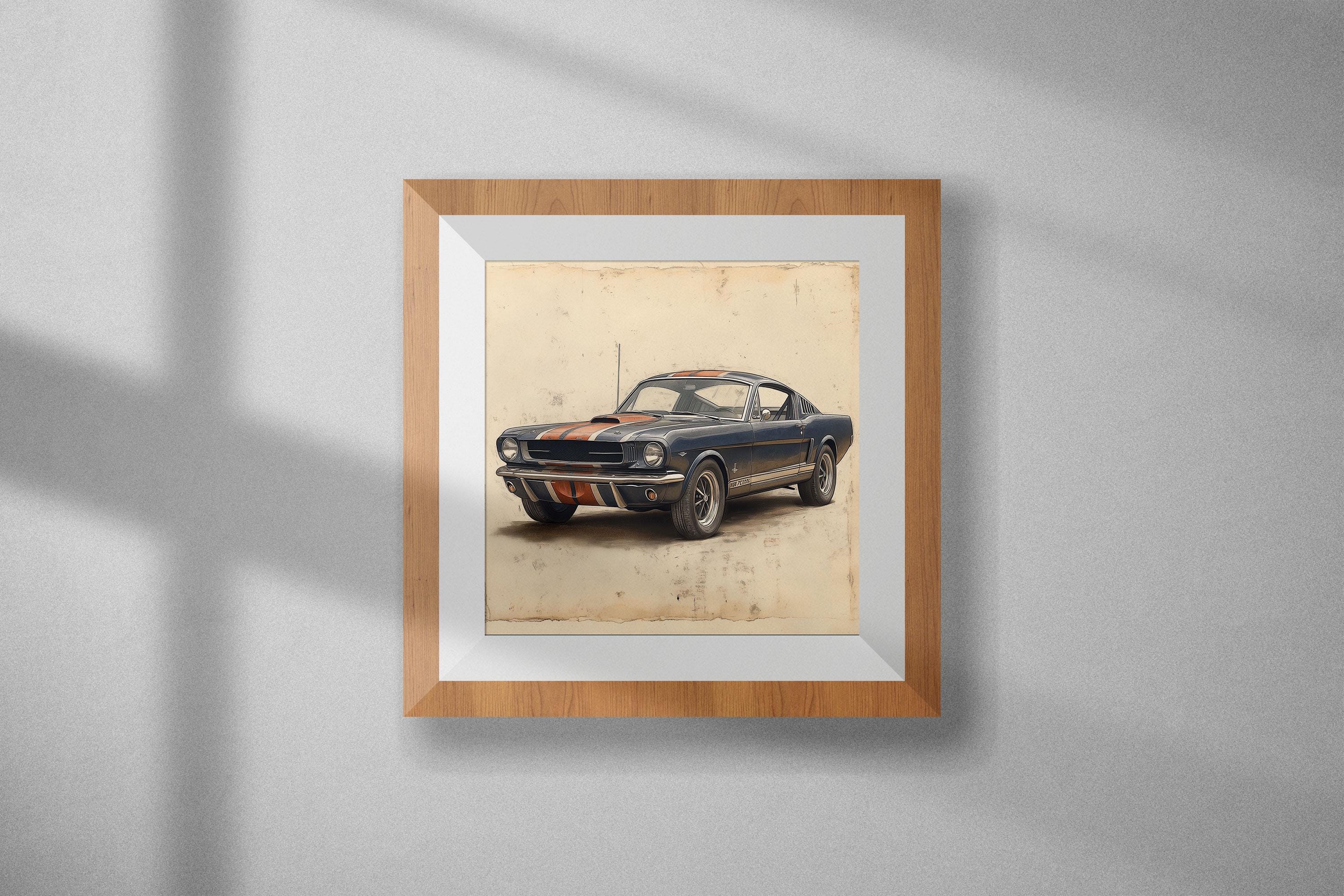 1965 Ford Mustang Square Print - Classic Car Art for Vintage ...