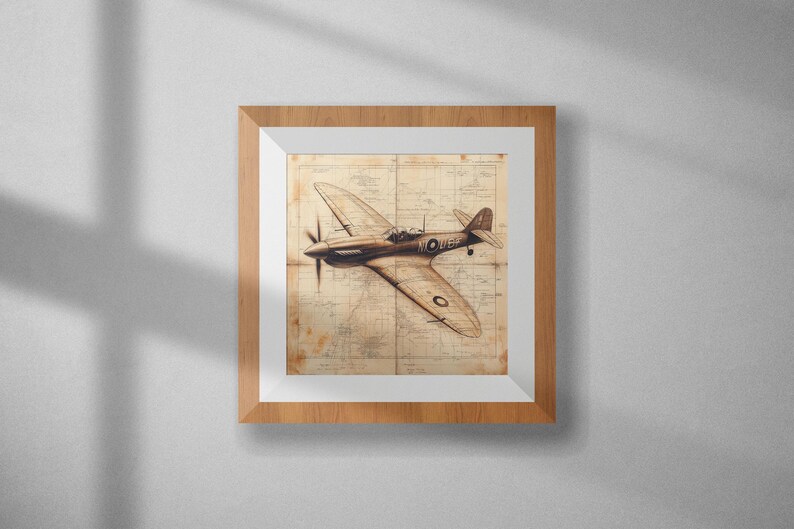 WWII Supermarine Spitfire Square Print - Aviation Art for History Buffs ...
