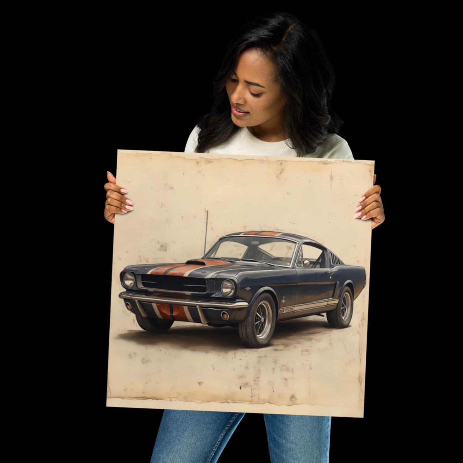 1965 Ford Mustang Square Print - Classic Car Art for Vintage ...