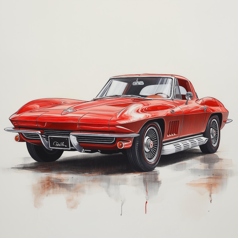 1967 Corvette Square Print - Classic Car Art for Vintage Enthusiasts ...