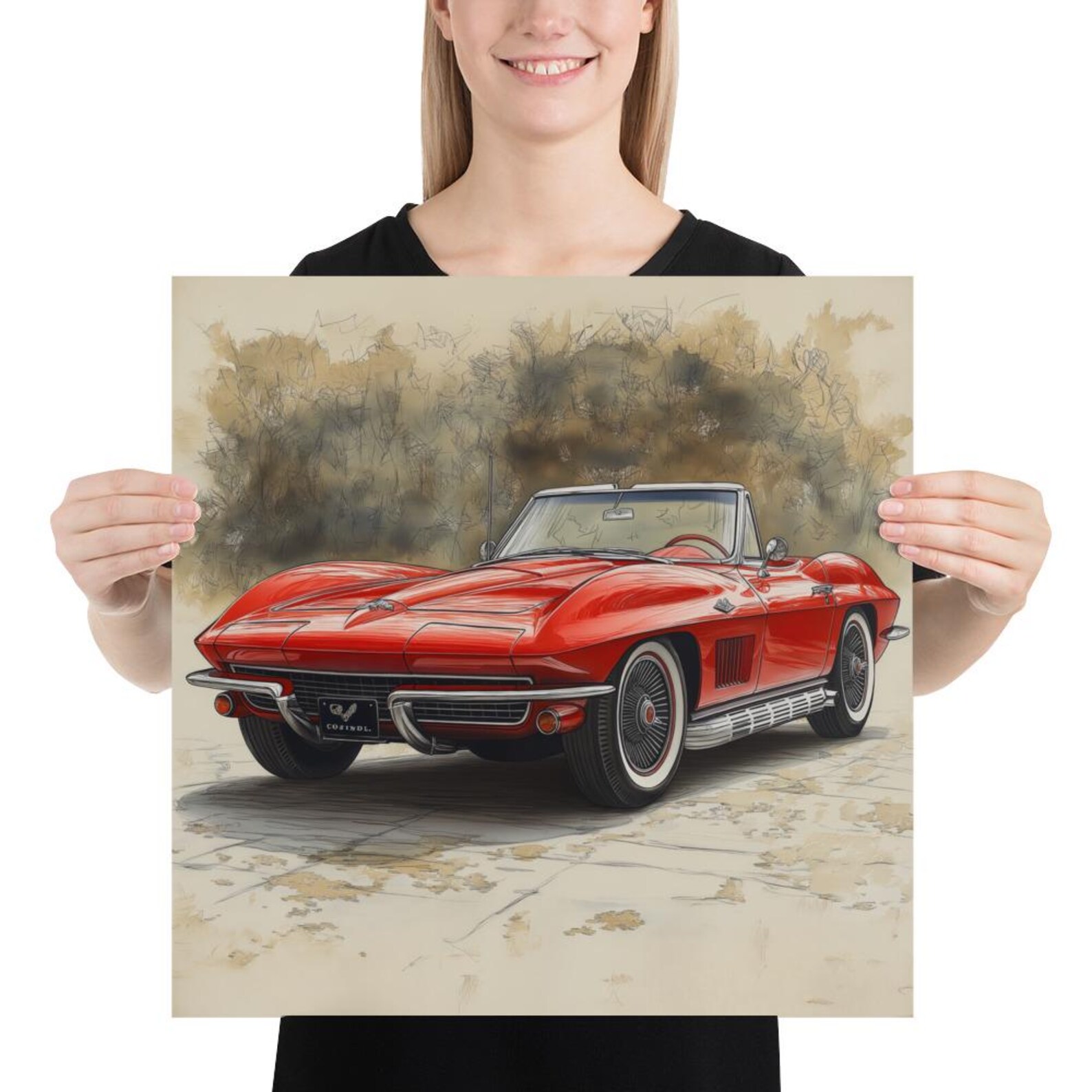 1967 Corvette Square Print - Classic Car Art for Vintage Enthusiasts ...