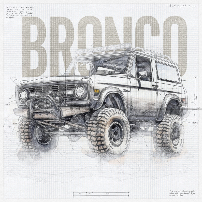1972 Ford Bronco Print: High-quality Artwork for Classic Car ...