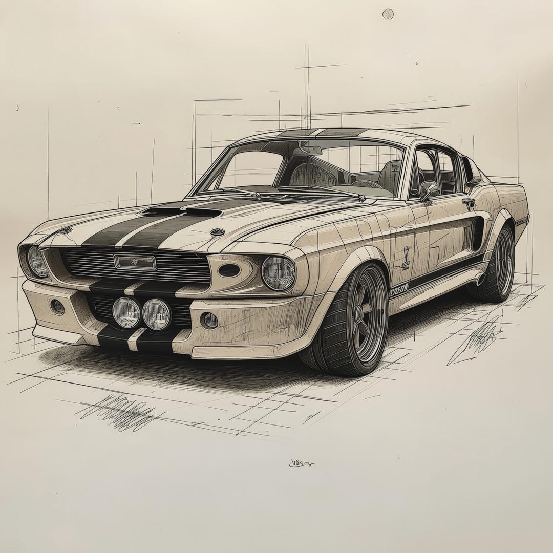 1965 Ford Mustang Square Print - Classic Car Art for Vintage ...