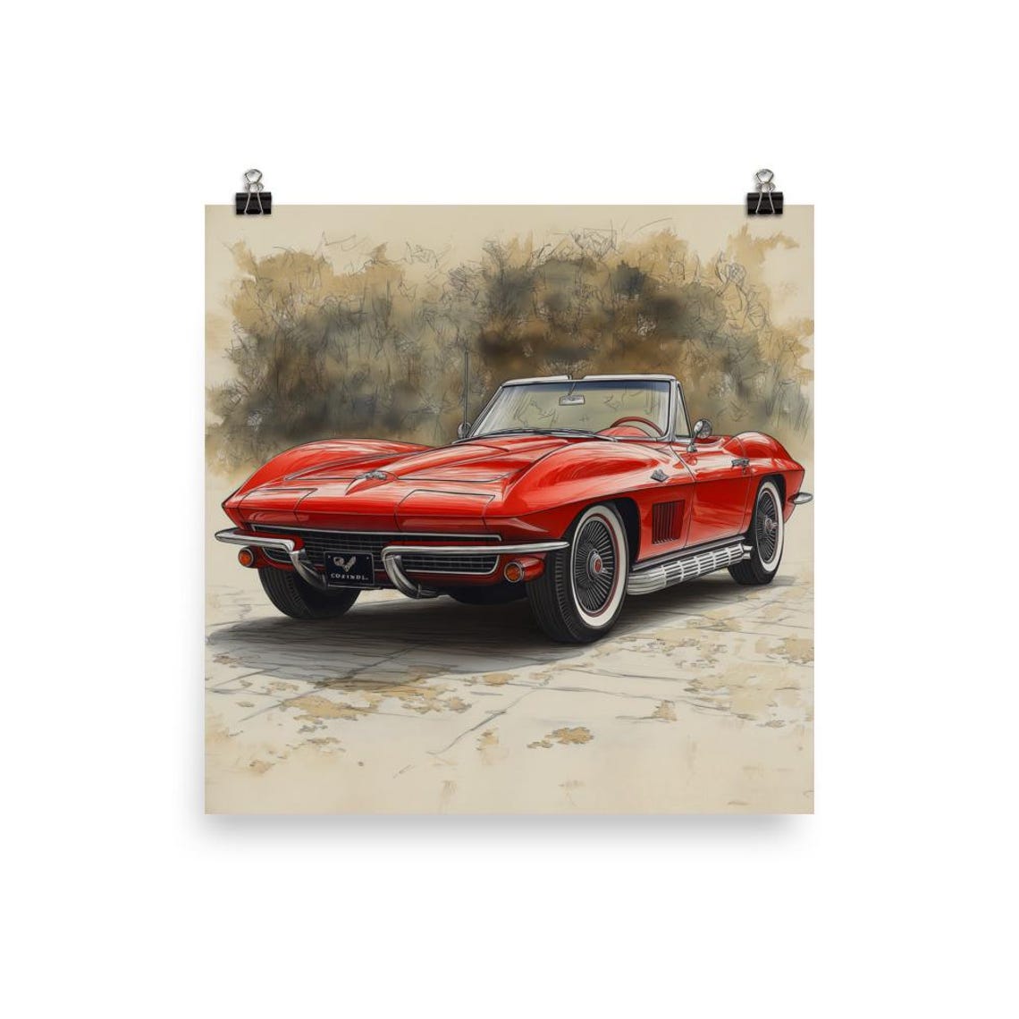 1967 Corvette Square Print - Classic Car Art for Vintage Enthusiasts ...