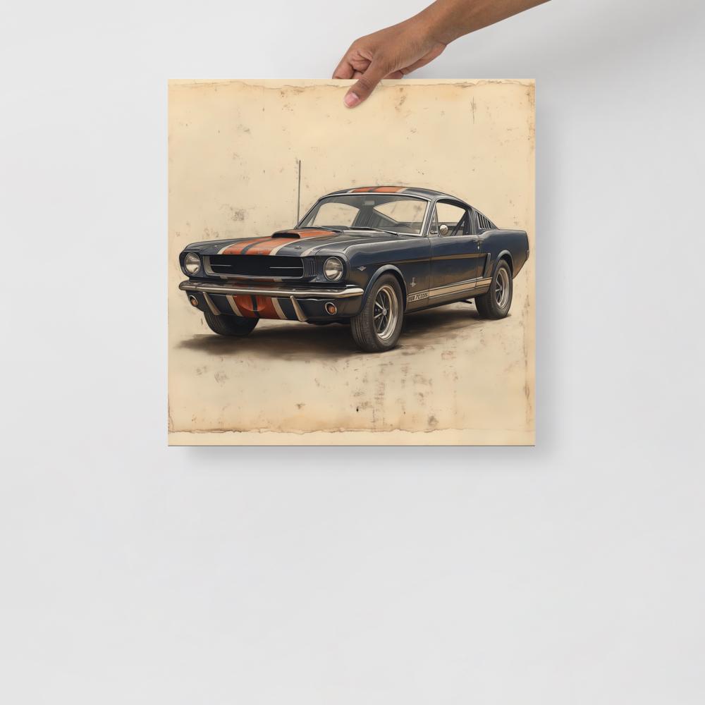 1965 Ford Mustang Square Print - Classic Car Art for Vintage ...