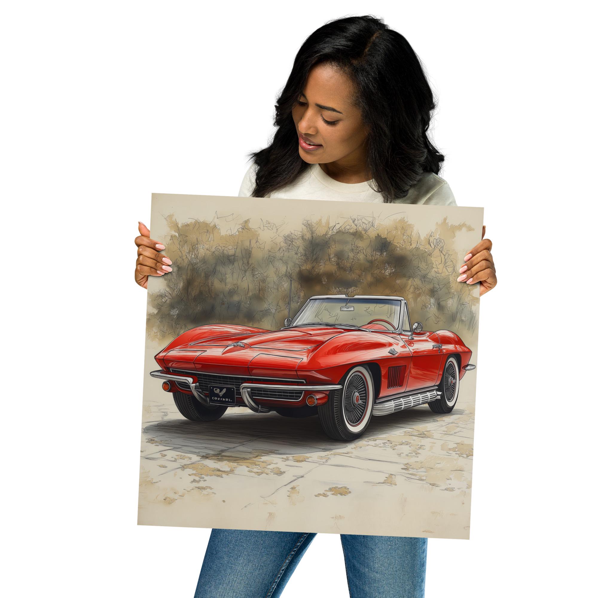 1967 Corvette Square Print - Classic Car Art for Vintage Enthusiasts ...