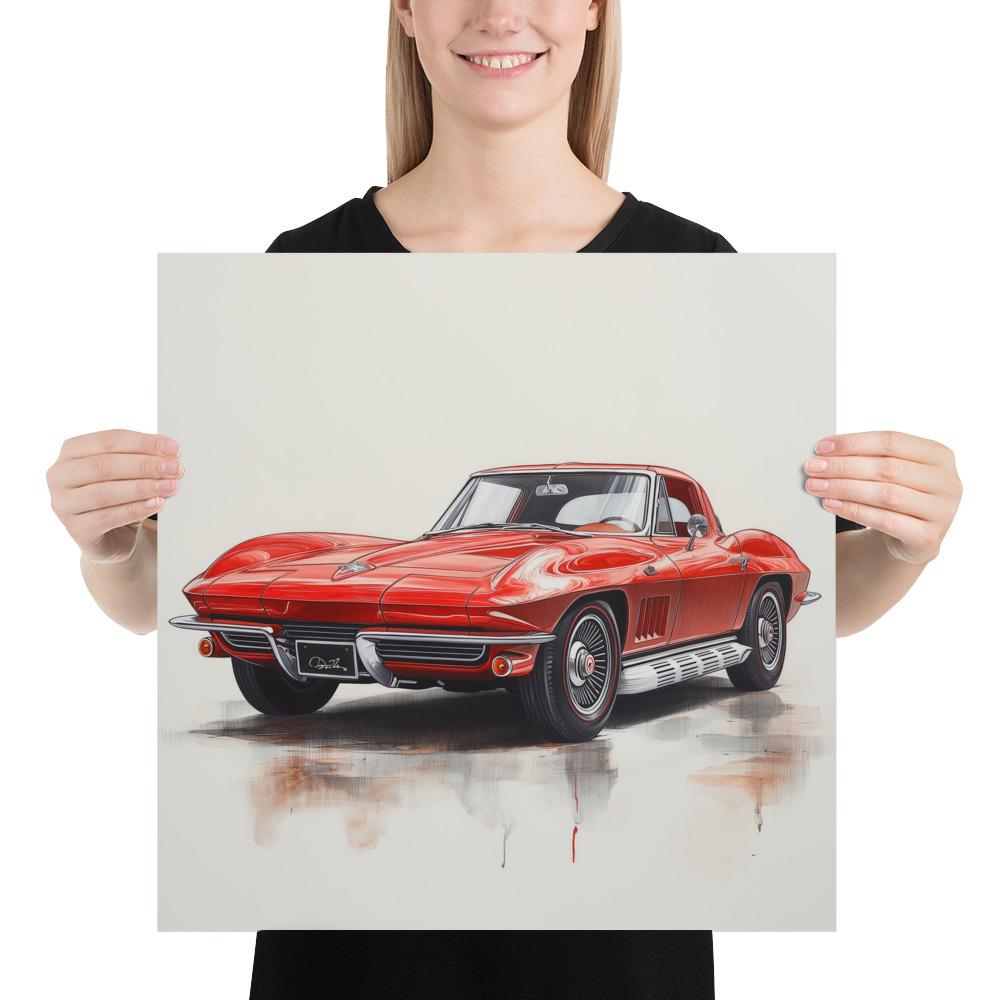 1967 Corvette Square Print - Classic Car Art for Vintage Enthusiasts ...