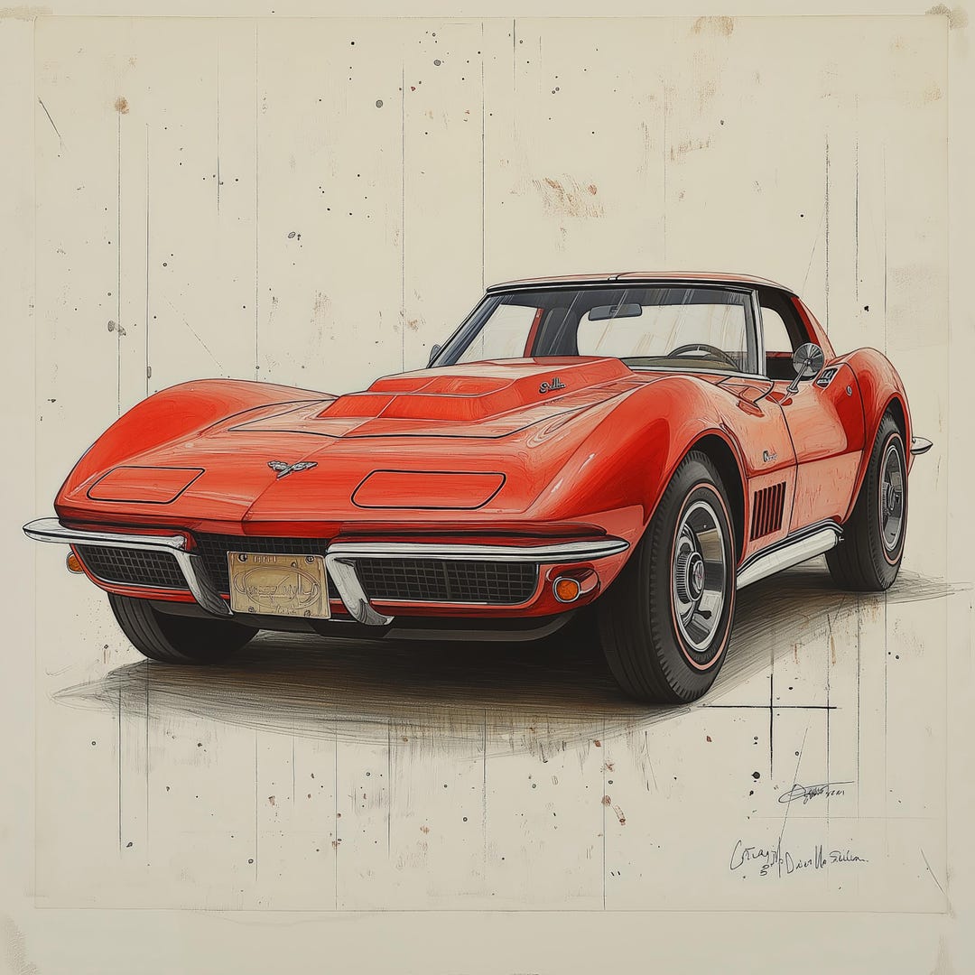 1967 Corvette Square Print - Classic Car Art for Vintage Enthusiasts ...