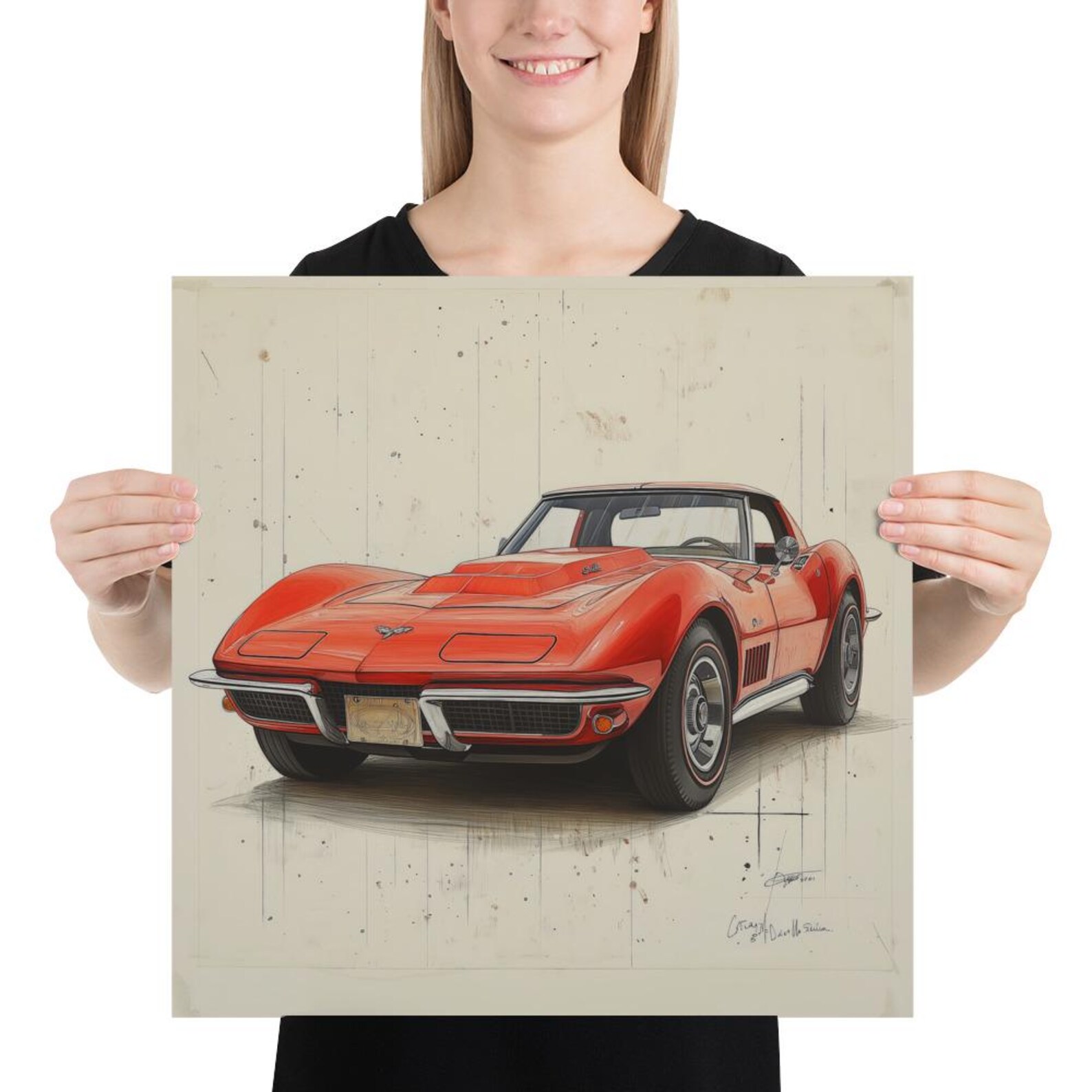1967 Corvette Square Print - Classic Car Art for Vintage Enthusiasts ...